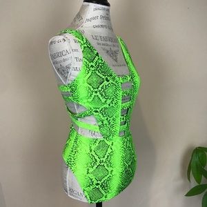 Swim | Snake Skin Croc Lime Green Strappy Swim Suit | Poshmark